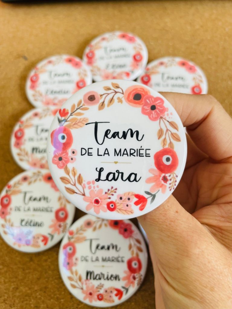 Badge Team de la Mariée - Clairon Création